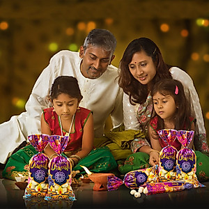 100 Pieces Happy Diwali Party Favor Bags, Festival of Lights Gift Candy Bags with Twist Ties Cellophane Plastic Treat Goodie Bags for Diwali Party, Indian Lights celebration Party Supplies Decoration