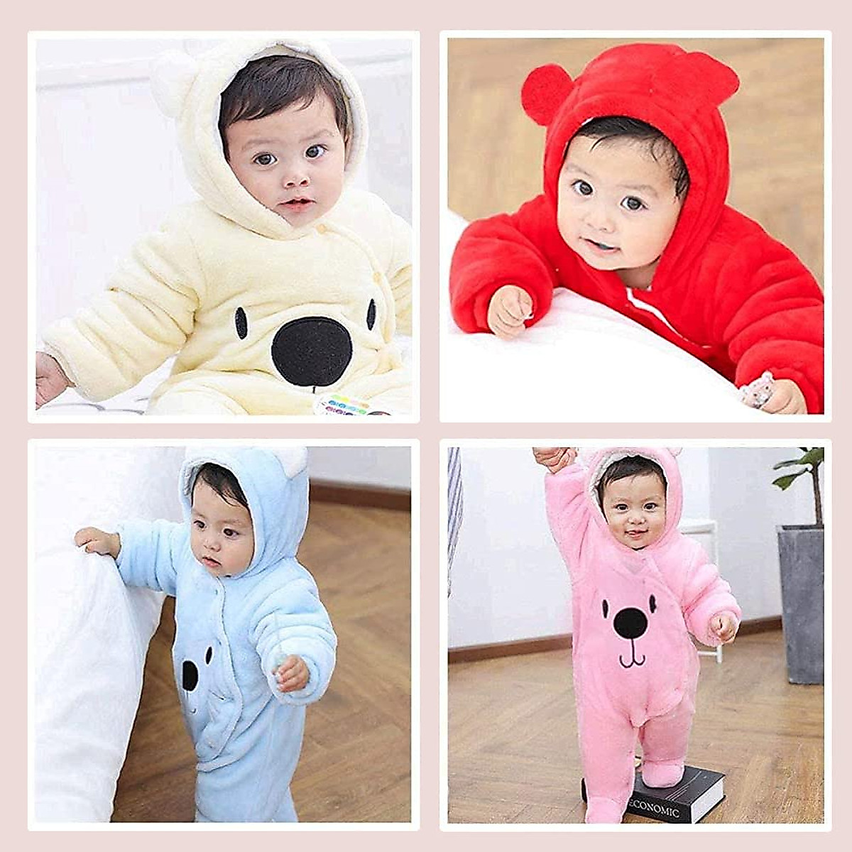 ALLAIBB Baby Newborn Snowsuit Winter Hooded Footie Fleece Jumpsuit for Infant Girls Boys