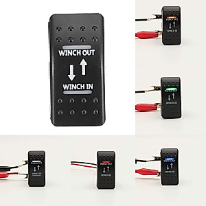 Fincos 12V 20A Winch in Winch Out (ON)-Off-(ON) Rocker Switch Momentary LED 7-Pin - (Color: Red)