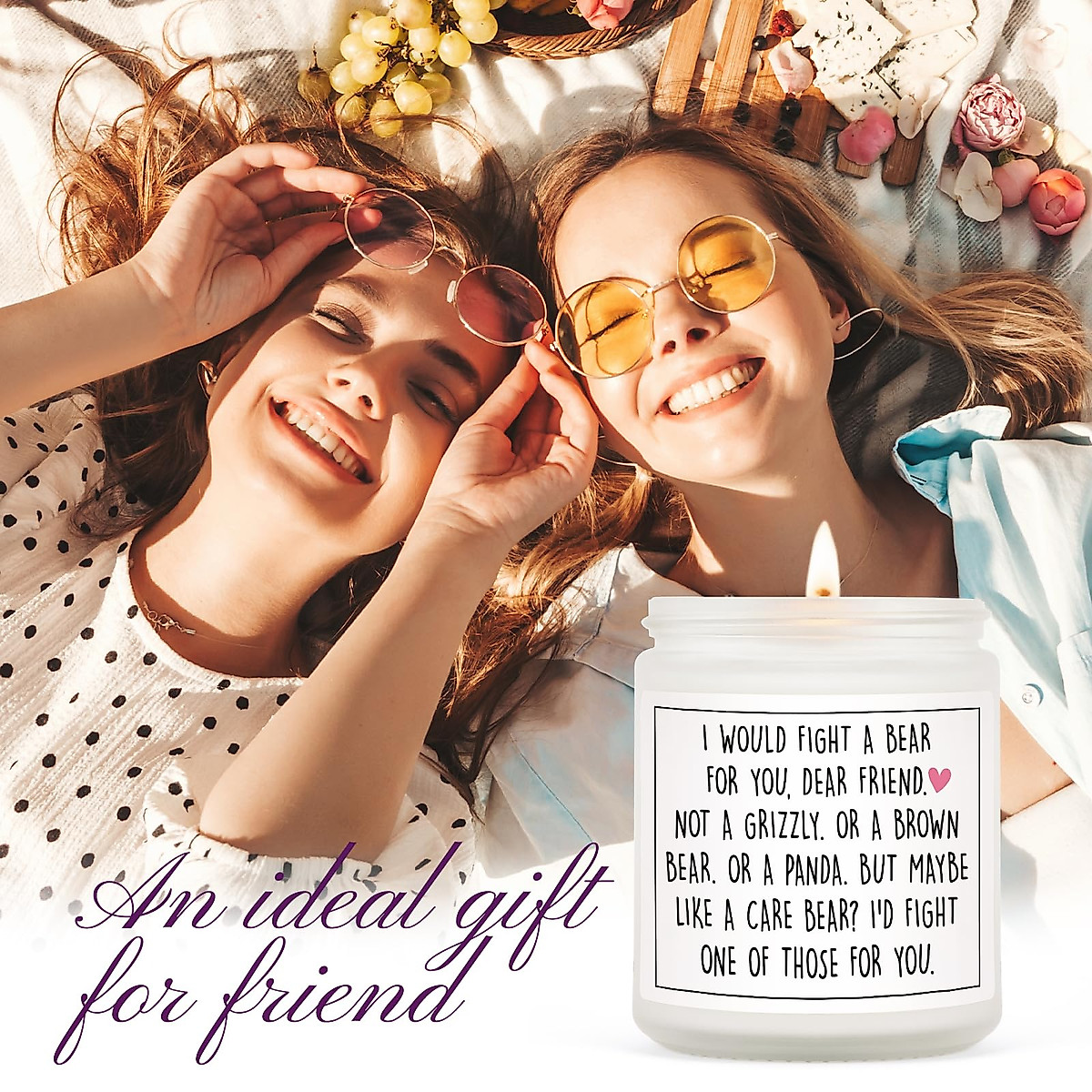 PETALSUN Friend Gifts for Women, Friend Birthday Gifts for Women Friendship - Handmade Lavender Natural Soy Wax Candle (7oz)- Christmas Gifts for Friends, Friendship Gifts for Women Friends