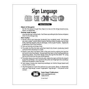 Super Duper Publications | American Sign Language Bingo Game | Educational Learning Resource for Children