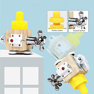 KEBEGE Busy Cube for Kids,Busy Board for Toddlers Fidget Toy Cube Wooden Sensory Board, Montessori Busy Board for Toddlers, Switch Function Early Learning, Learning Toy for Airplane or Car Travel