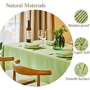 Mebakuk Rectangle Table Cloth Linen Farmhouse Tablecloth Waterproof Anti-Shrink Soft and Wrinkle Resistant Decorative Fabric Table Cover for Kitchen (Mint Green, 52" x 70" (4-6 Seats))