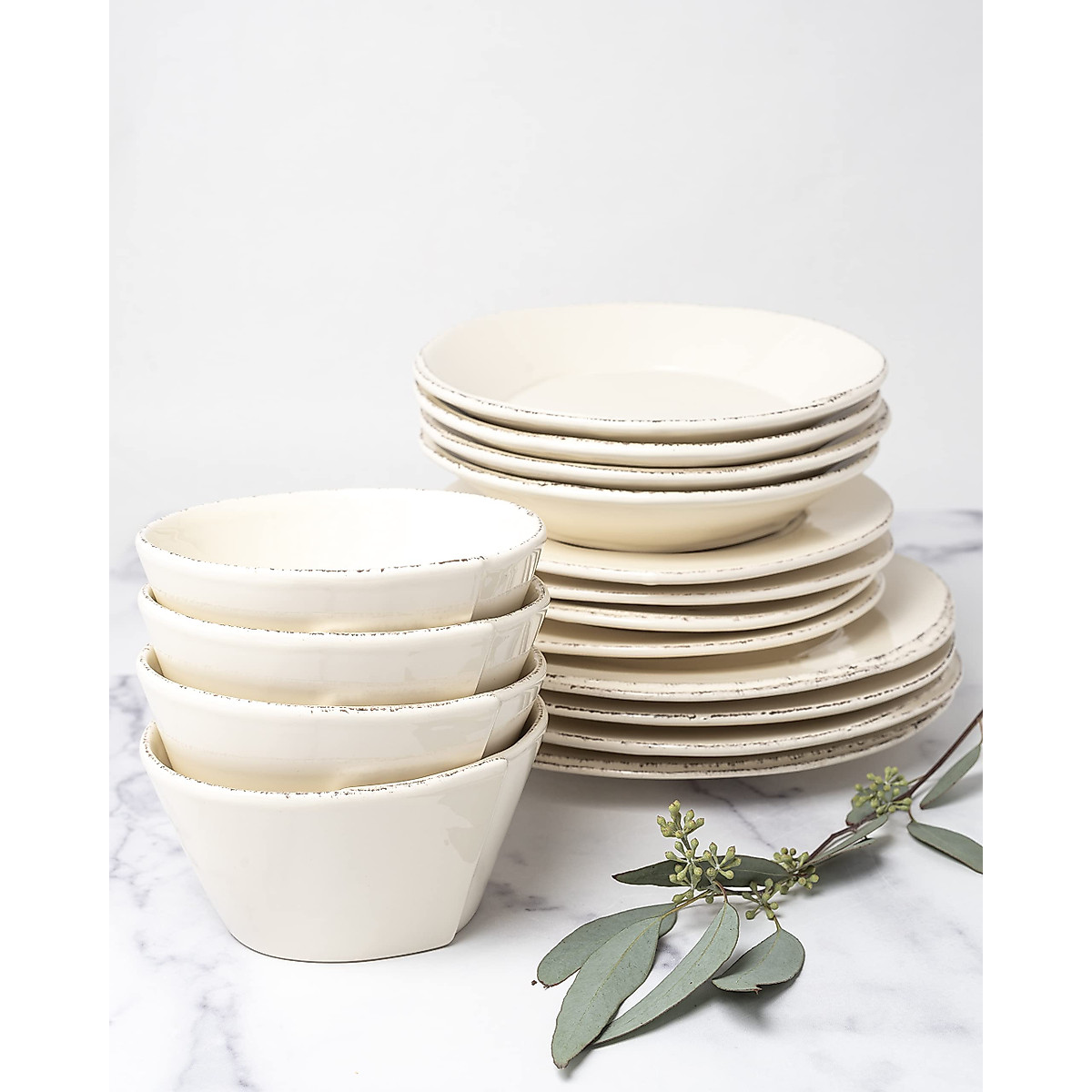 Vietri Lastra Linen 4-Pc Place Setting, Dinnerware Set - Cereal/Pasta Bowls, Salad/Dinner Plates