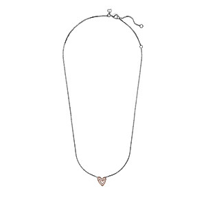 Pandora Sparkling Freehand Heart Necklace - Adjustable Necklace with Lobster Clasp - Great Gift for Her - Sterling Silver, 14k Rose Gold & Cubic Zirconia - 17.7"