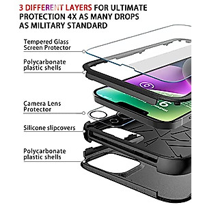 Diverbox Designed for iPhone 14 Plus case with Screen Protector Camera Lens Cover Heavy Duty Shockproof Shock-Resistant Cases for Apple iPhone 14 Plus Phone 6.7 inch (Black)