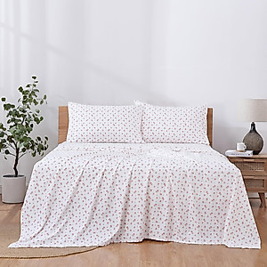 Modern Threads Soft Microfiber Printed Sheets - Luxurious Microfiber Bed Sheets - Includes Flat Sheet, Fitted Sheet with Deep Pockets, & Pillowcases Ivory Queen