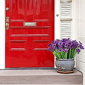 GREBOU 10 Bundles Artificial Flowers Faux Plastic Orchid Bouquets UV Resistant No Fade Faux Greenery for Home Garden Bridal Bouquet Hanging Planter Porch Patio Yard Office Wedding Decoration(Purple)