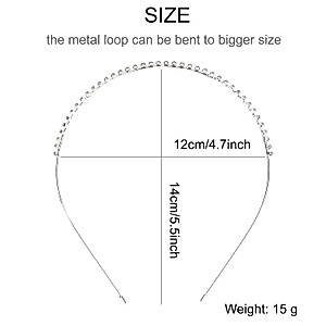 Lawie 4 Pack Rhinestone Pearl Glitter Sparkly Silver Metal Hair Clasps Slim Thin Skinny Hard Headbands Hair Loops Rings Cross Hairands Crown Tiara Holder Accessories for Women Girl