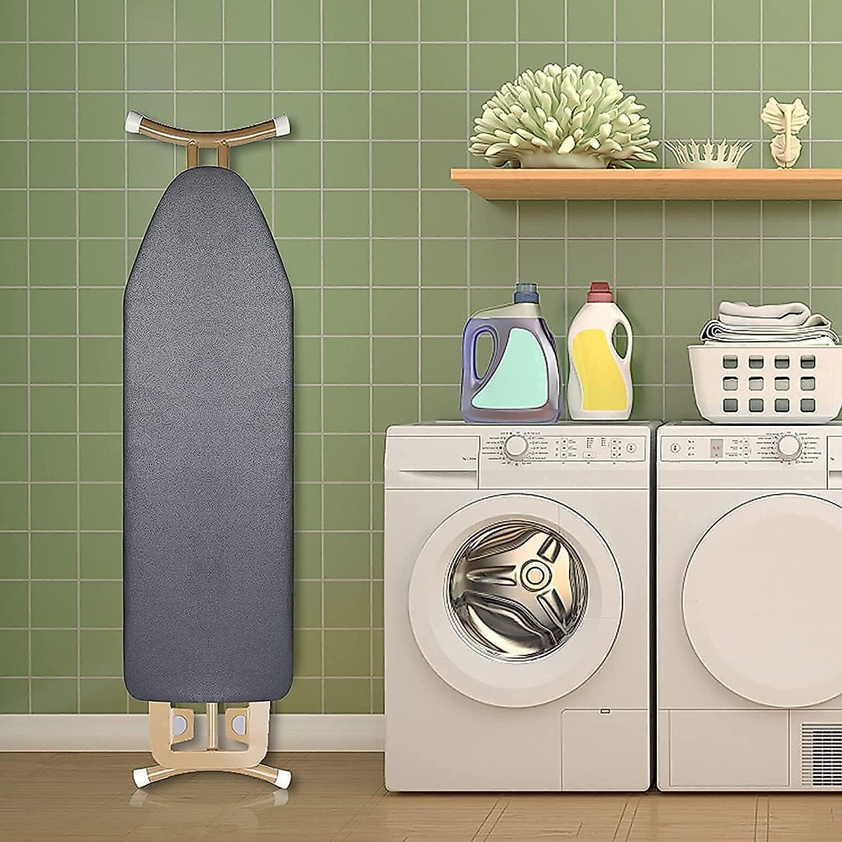 Ironing Board Cover,Extra Thick Heavy Duty Ironing Board Cover and Pad,Iron Board Cover,Ironing Board Covers,Iron Cover Replacement Ironing Board Cover Durable Foam 3 Layers,Easy-Fit,100% Cotton,Gray