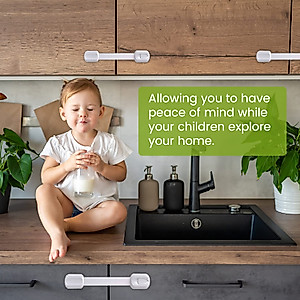 Ouzorp 3-Pack Baby Locks Child Safety Cabinet Proofing, Safe 3M Adhesive No Drilling for Cabinets Drawers Dishwasher Fridge Furniture Kitchen Ovens Toilet Seats