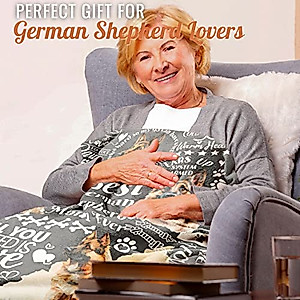 InnoBeta German Shepherd Themed Throws for Dog Moms, Dog Lovers, Dog Owners, Birthday Gifts for German Shepherd Lovers, Best Friend, Coworkers, Sisters (50"x 65") - Black
