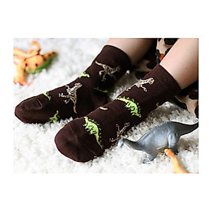 Jefferies Socks Little Boys' 3-7 Dino Triple Treat Socks (Pack of 3), Pine, X-Small
