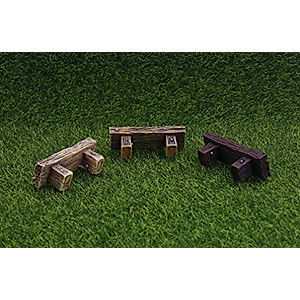 ODDIER 3Pcs Mini Resin Bench Miniature Fairy Garden Bench Dollhouse Accessories Statue DIY Decor Gift
