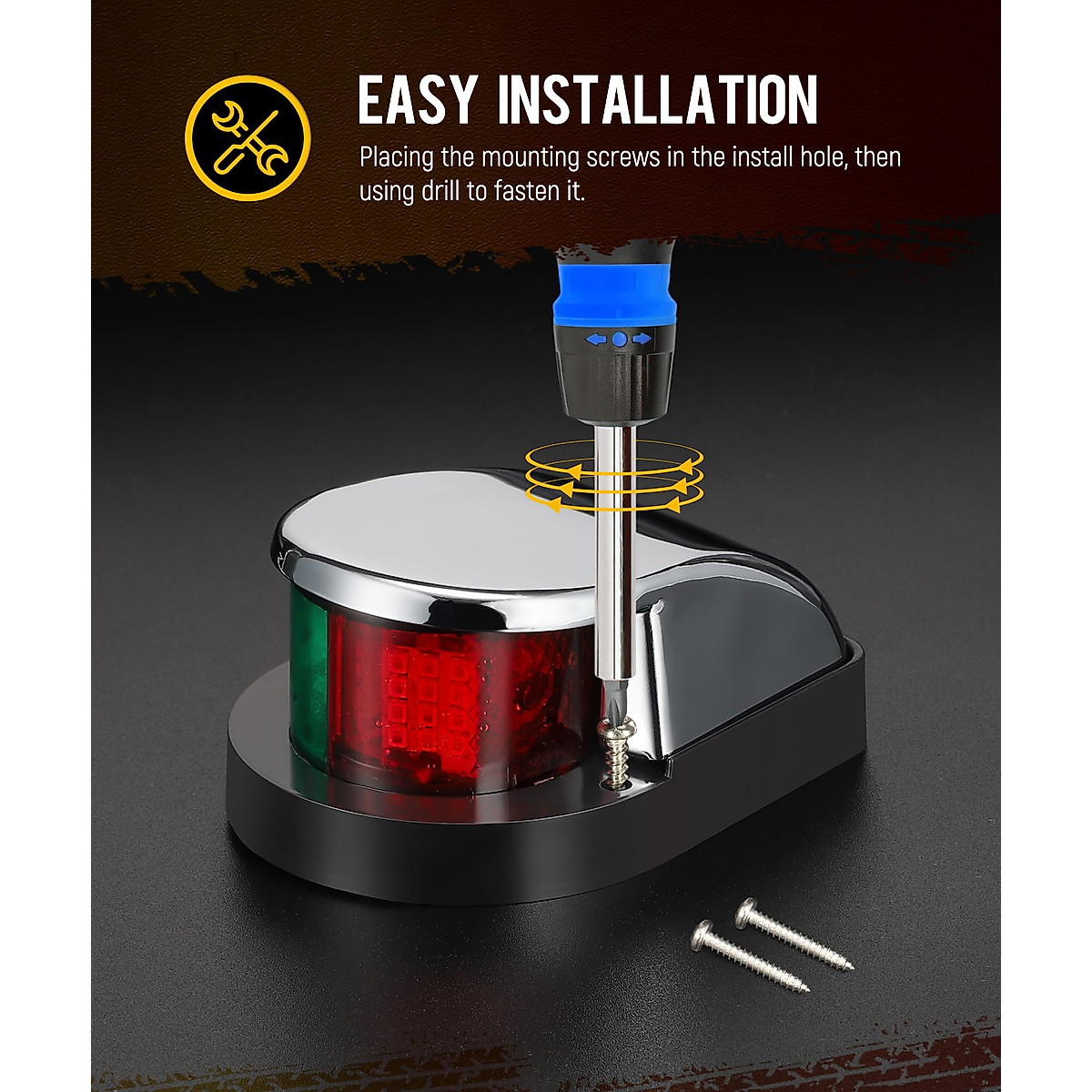 Partsam 1Pcs Marine Boat Bow Lights, 24 LED Red and Green Navigation Light for Vessle Pontoon Yacht Skiff Skeeter