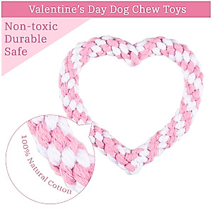 Whaline 3 Pieces Valentine's Day Dog Chew Toys Heart Shaped Dog Rope Red Pink Heart Pet Chew Rope Valentine's Day Puppy Throwing Toy for Small Medium Dog Pet Teaching Teeth Cleaning Chewing Supplies