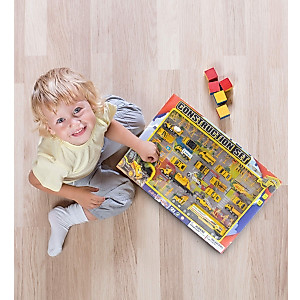 METRO Complete Construction Crew 43 Piece Mini Toy Diecast Vehicle Play Set, Comes with Street Play Mat, Variety of Vehicles and Figures