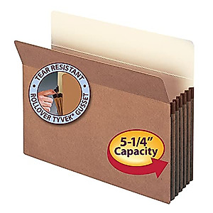 Smead® Redrope File Pockets, Letter Size, 5 1/4" Expansion, 30% Recycled, Redrope, Box Of 50