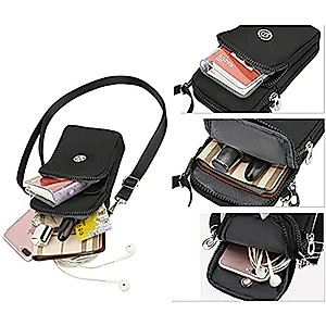 Nylon Small Crossbody Bag Cell Phone Purse Wallet Travel Wristlet Armband for iPhone 13 12 11 Pro Max Samsung Galaxy S23 Ultra S22 S21 S20 Plus FE A03s A13 A14, Moto G 5G, Google Pixel 6 7 Pro, Purple