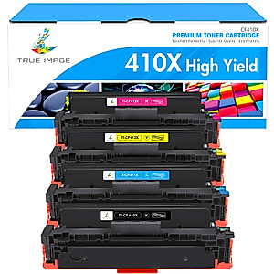 TRUE IMAGE Compatible Toner Cartridge Replacement for HP 410X 410A CF410X CF411X CF412X CF413X to use with Color Pro MFP M477fdw M477fdn M477fnw Pro M452dn M452nw M452dw Printer Toner Ink (4 Pack)