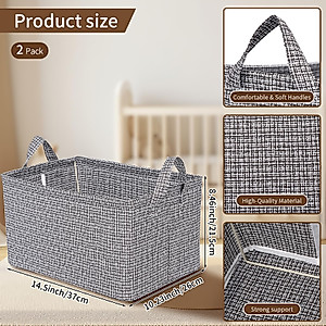 GOMAJI Storage Bins, Fabric Storage Baskets with Handles, Closet Organizer Bin for Clothes, Toys, Books, Nursery, Home Office, Black & White, 2-Pack, 14.75" L x 10.25" W x 8.25" H