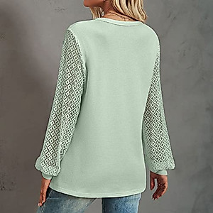 Flannel Shirts for Women Without Pockets Sweatshirts for Women Crewneck Long Sleeve Shirts Tunic Tops for Leggings Green