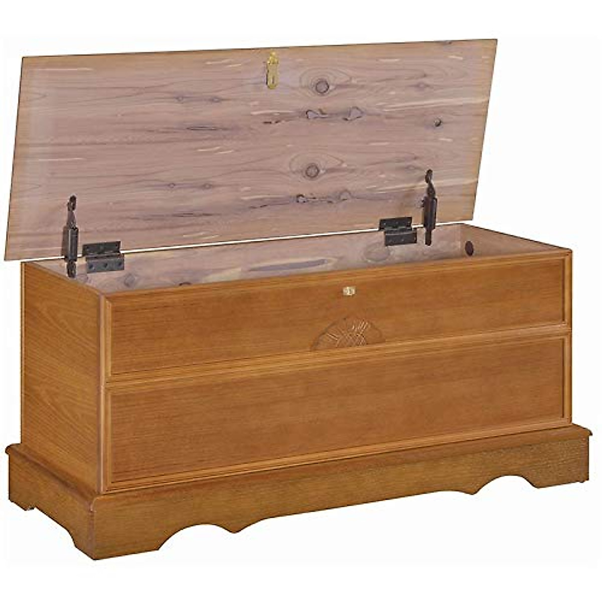 Bowery Hill Cedar Wood Storage Blanket Chest Bench in Honey Brown