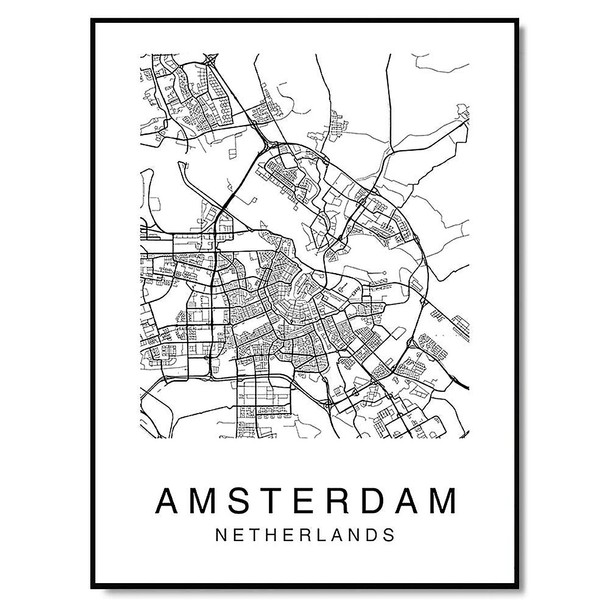 Custom Map Poster Personalized Map Print City Map Wall Art Decor Black and White Sizes Available
