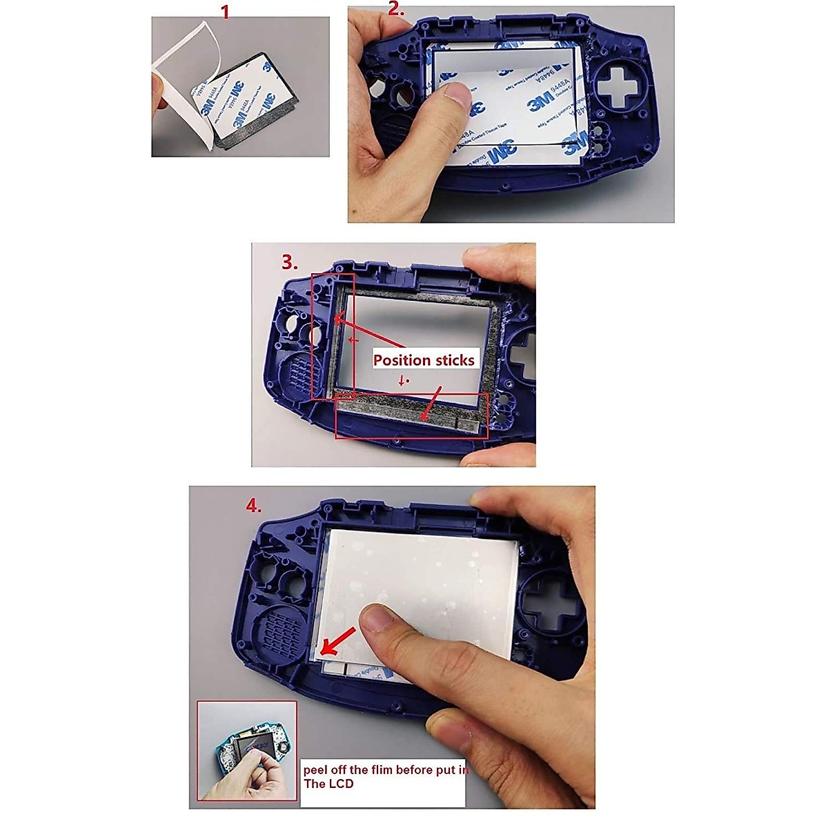 GBA IPS V2 Mod Kit IPS Screen LCD Kits for GBA Backlight LCD Screen 10 Levels Brightness LCD V2 Screen For GBA Console With Light Blue Clear Pre-Cut Shell