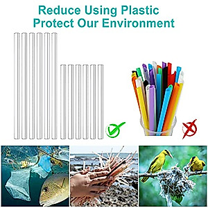 12 Pack Clear Glass Straws Shatter Resistant,6 Short Glass Straws For Cocktails And 6 Long Glass Straws Thick Reusable Straws For Smoothies And Normal Liquid Drinks,10 mm Diameter