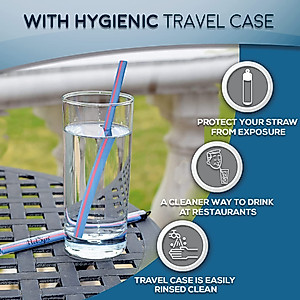 HotSips SingleSips Reusable Drinking Straw with Petite Travel Case, Made in USA, Medium 8-20 Cold or Hot, Coffee, Tea, Water Perfect On-The-Go Portability Dishwasher Safe BPA Free Food Grade