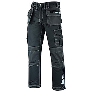 MS9 Men's Work Pants Casual Tactical Trousers Jeans with Holster Pockets Black