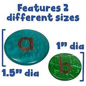 READY 2 LEARN Coconut Letters - Lowercase - Set of 52 - Natural, Hand Made Counters for Kids - Use for Crafts and Spelling Activities