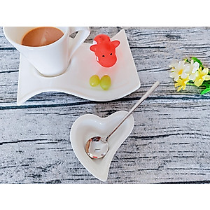 Coffee Spoon and Rest Set, Heart Coffee Spoon Rest for Coffee Bar Small Spoon Rest for Coffee Station Tea Spoon Rest Coffee Spoon Holder for Coffee Bar Teaspoon Rest with Spoon (Two Sets)