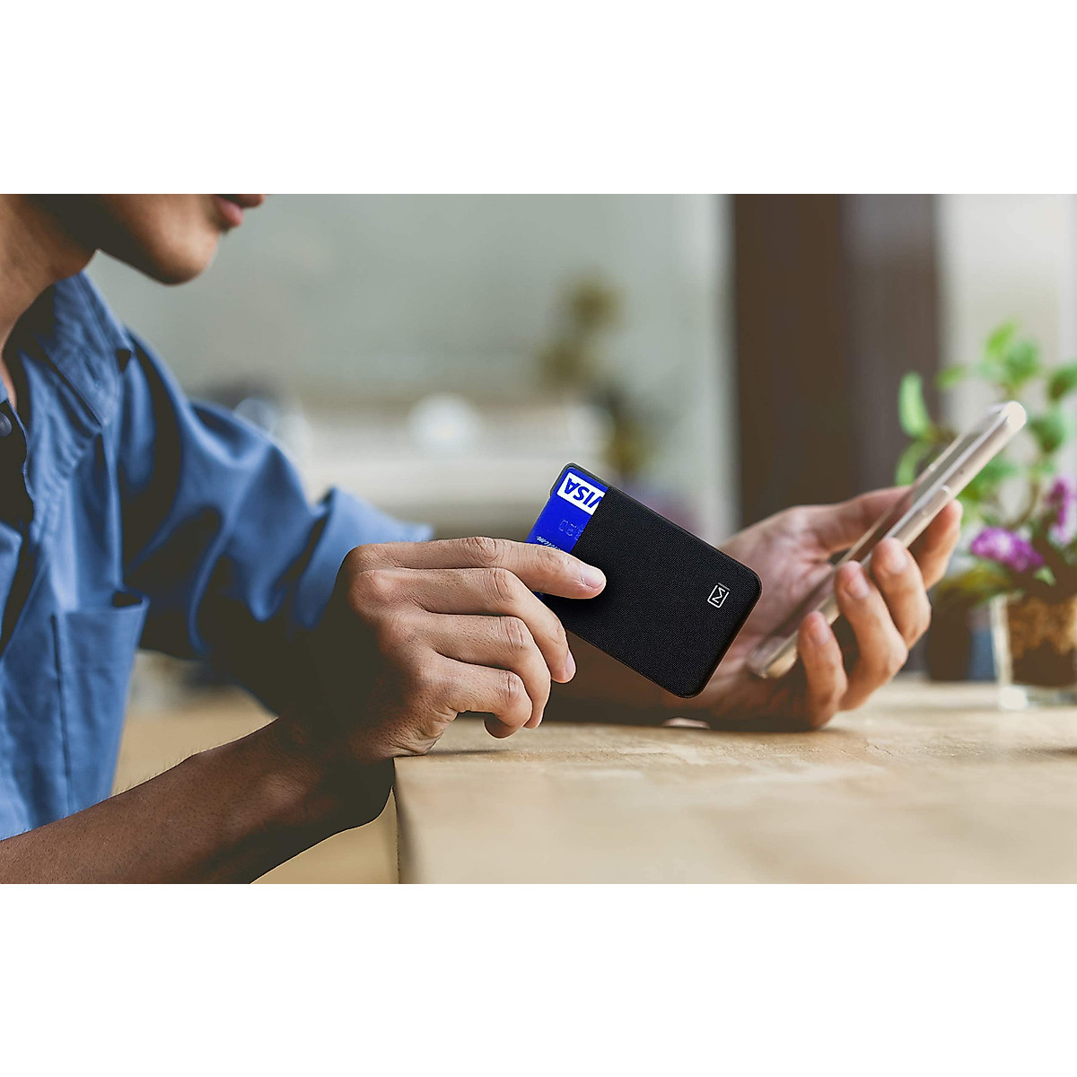 Modern Carry Elastic Minimal Card Holder, Minimalist Wallet for Men & Women, Credit Card & Business Card Holder, Slim Credit Card Wallet - Ultra Thin w/ 2 Card Slots (Black)