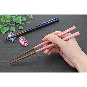 Ishida Chopsticks, Made in Japan, Black/Pink, Product Size: Chopsticks: 9.1 inches (23 cm), 8.3 inches (21 cm), Chopsticks Rest: 1.8 x 1.0 x 0.2 inches (4.5 x 2.5 x 0.7 cm)