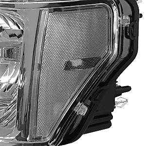 DNA MOTORING HL-OH-F1509-CH-CL1 Chrome Housing Headlights Replacement Compatible with 09-14 F-150