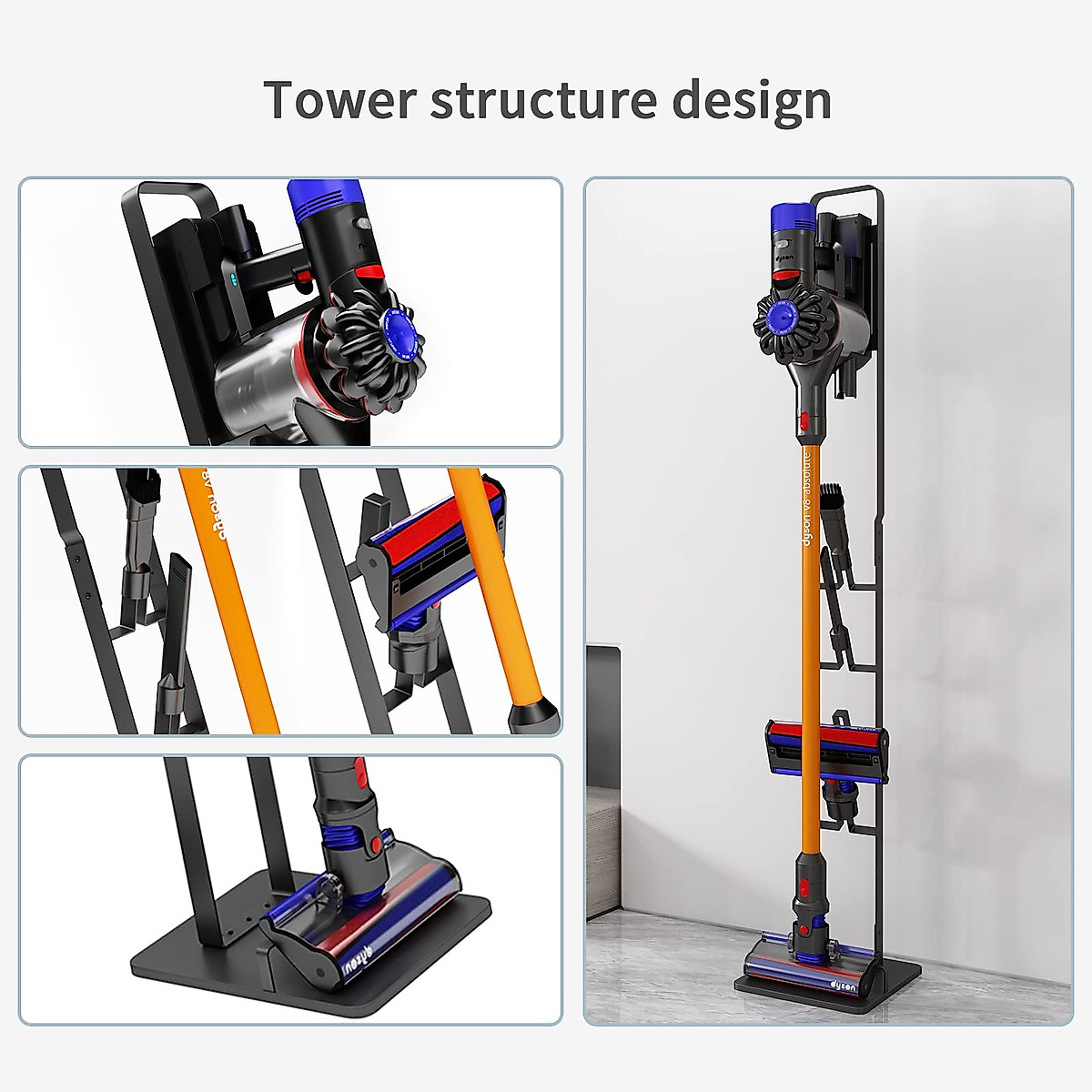 BENOSS Vacuum Stand Stable Metal Bracket Stand Holder for Dyson Handheld Vacuum Cleaners V15 V12 V11 V10 V8 V7 V6 No-Drill Vacuum Docking Station Cordless Vacuum Cleaners & Accessories & Attachments