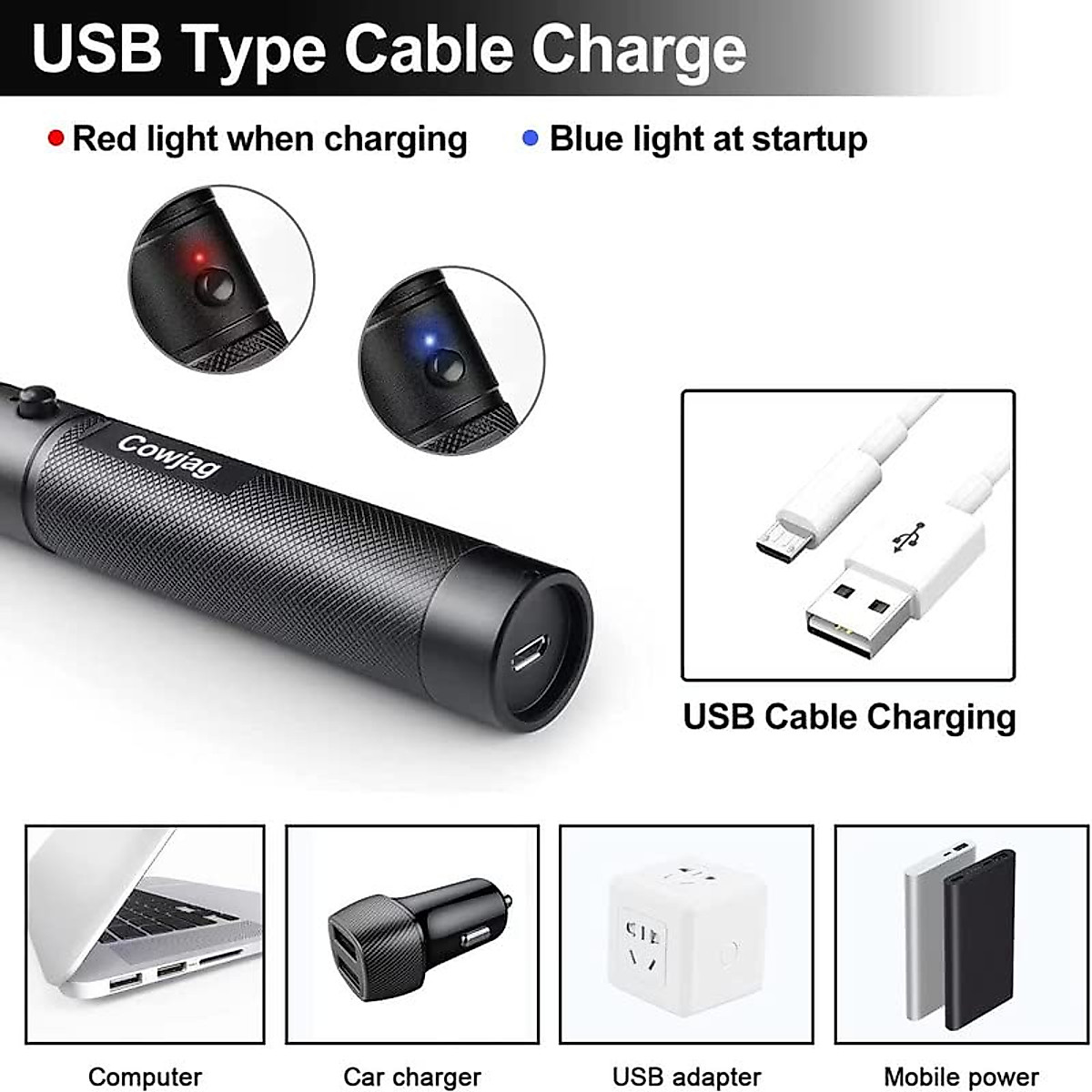 Cowjag Laser Pointer High Power, Long Range [10,000 ft] Green Powerful Handheld Flashlight with Adjustable Focus, Green Laser Pointer for Night Astronomy Outdoor and Hiking(Green Light)