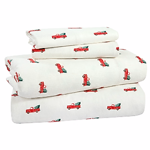 LAMANNI Printed Flannel Sheet Set - Soft, Warm, Moisture Wicking - Bedding Set (Twin, Tree Truck)