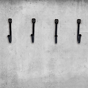 Antrader Early American Single Iron Hooks, Decorative Colonial Wall Door Key Coat Bag Hanger Hook, 1.4" x 1" Black, Pack of 10