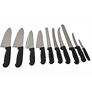 Cozzini Cutlery Imports Knife Sets Choose 5, 10, or 15 Piece Set - Black Handle - Razor Sharp Commercial Kitchen Cutlery - Cook's Knives (10 Piece Set)