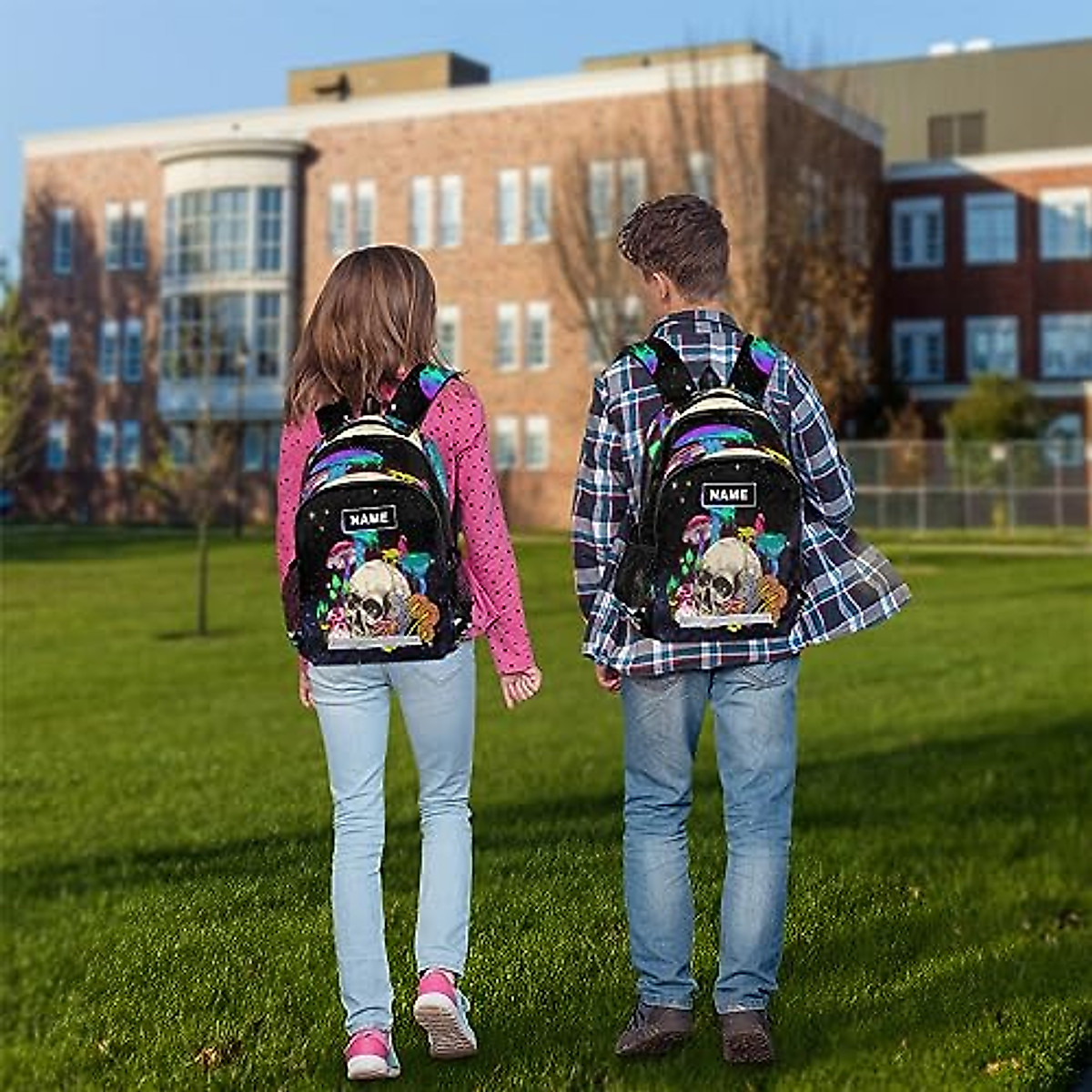 YoCosy Galaxy Space Star Colorful Mushroom Skull Custom Backpack School Personalized Gifts Bookbag Laptop Purse Casual Daypack for Teen Girls Women Boys Men College Travel