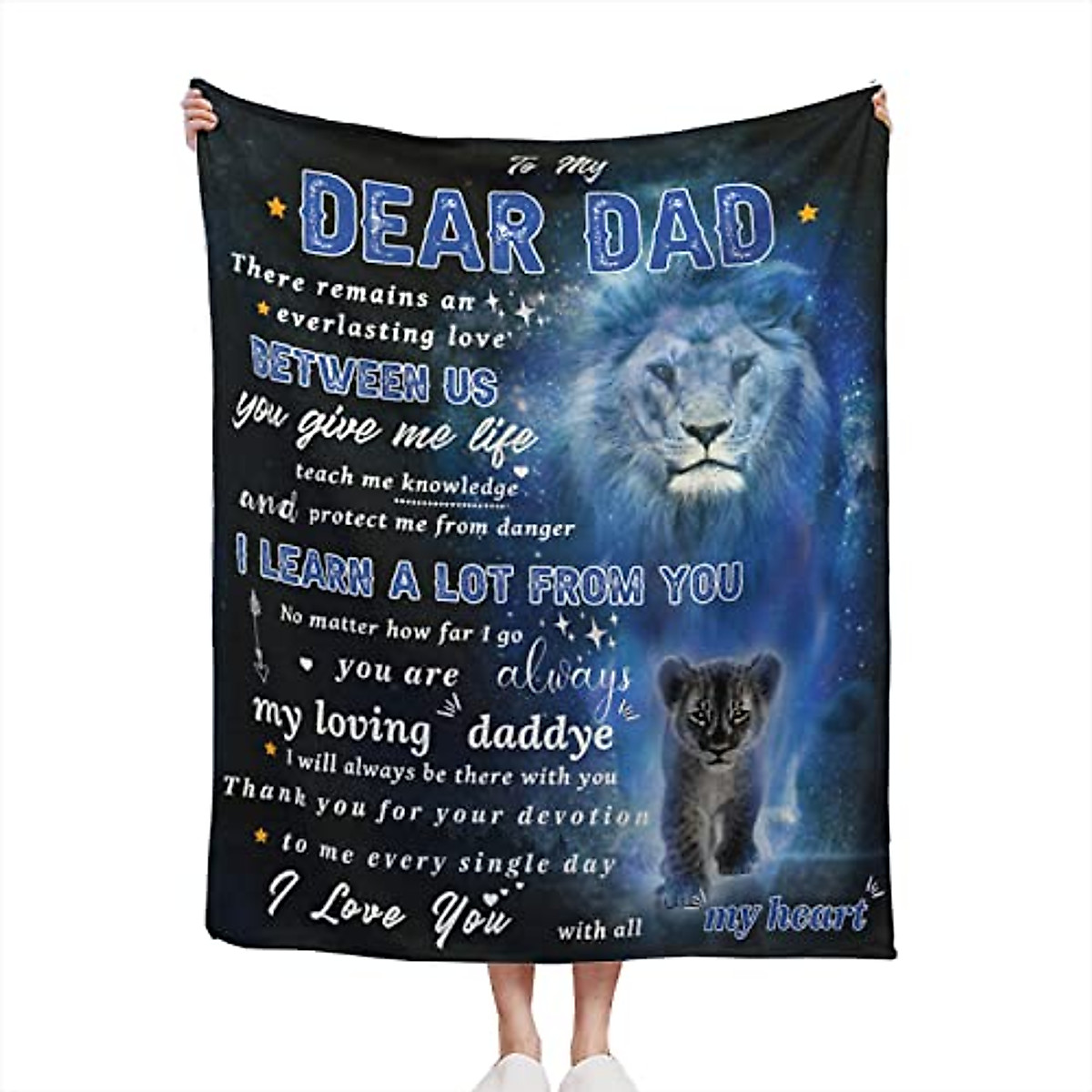 to My Dad Gift Blanket from Daughter Son,Birthday Gifts from Lion Blanket to My Father, Personalized, Super Cozy Lightweight Father Gifts Idea 60" x 80"