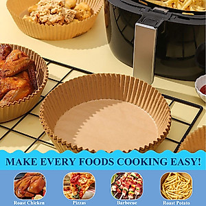Air Fryer Disposable Paper, 100Pcs Parchment Paper Liners, Non-stick Cooking Paper, Oil Resistant, 6.3inch for 3-5Qt Air Fryer Baking Roasting Microwave (6.3IN-Round)