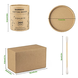 FOVURTE Bamboo Cotton Swabs 400 count, Organic Cotton Swab Round Tips, Natural Wooden Cotton Buds for Ears, Double Heads Ear Sticks Travel, Makeup Remover