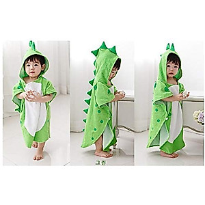 Maleroads Soft Cotton Baby Bath Towel Beach Towel Bathrobe for Kids 0-4 Years (Green Dinosaur, 21.545inch)