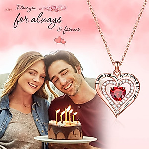 Iefil Gifts for Wife - Birthstone Necklace for Women Mothers Day Birthday Gifts for Mom Daughter Sisters Anniversary Christmas Gifts for Wife Sisters January Garnet Necklace