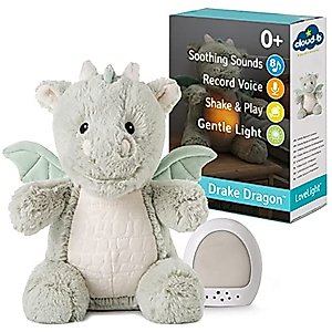 Cloud b Sound Machine with White Noise Soothing Sounds | Cuddly Stuffed Animal & Nomadic Nightlight | Record Parent Voice | Adjustable Settings & Auto-Shutoff | LoveLight™ Buddies - Drake The Dragon™
