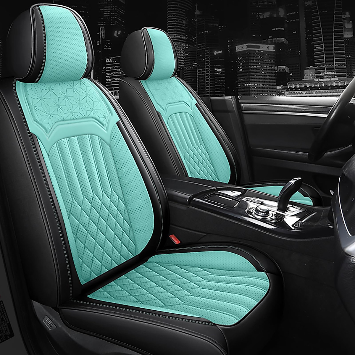 HHXT Car Seat Cover for Kia Sorento 2003-2025, Waterproof Soft Seat Covers with Airbag Compatible, Automotive Interior Accessories Seat Cushions and Seat Protectors(Black&Blue, 5 Seats)